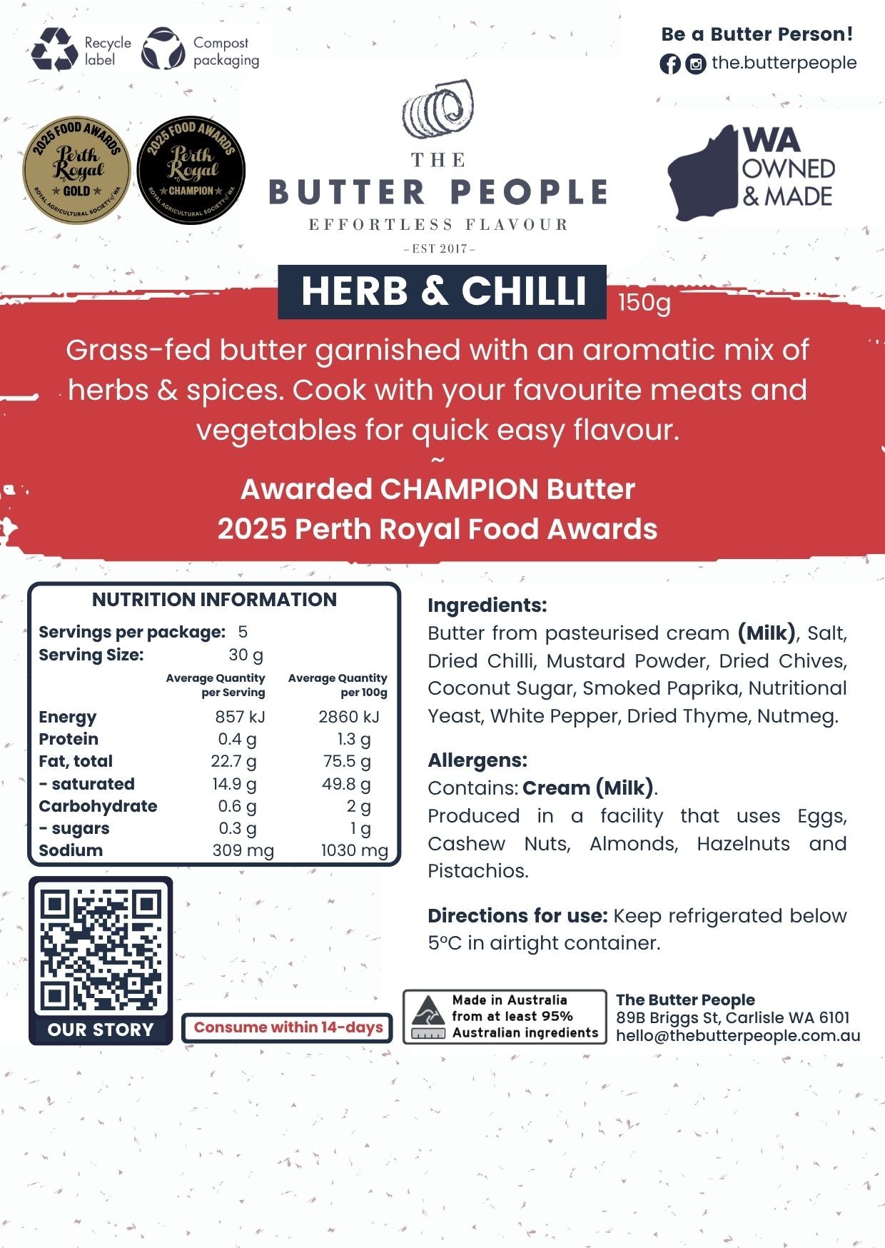 Herb & Chilli Butter 150g – The Butter People